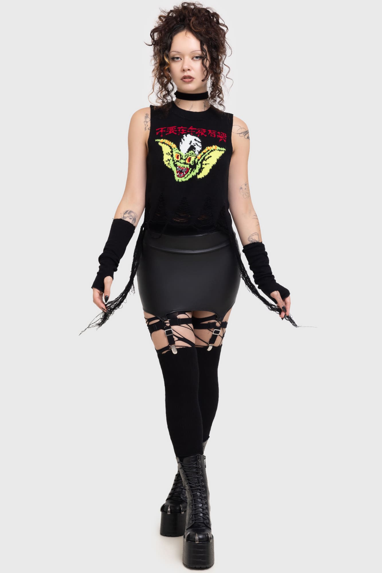 Gremlin Stripe Distressed Knit Vest | Killstar